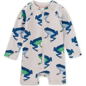 TEA COLLECTION Printed Rash Guard Baby Swimsuit - Blue Dart Frogs