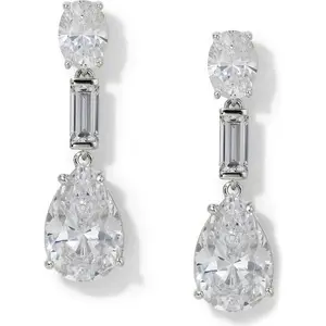 Nadri Delphine Cubic Zirconia Triple Drop Earrings - Rhodium