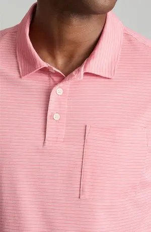 UNTUCKIT Gilbert Stripe Pocket Piqué Performance Polo - Pink