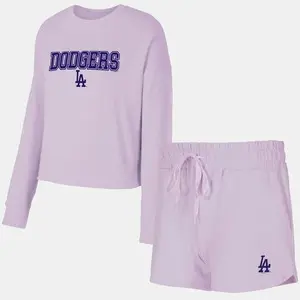 CONCEPTS SPORT Los Angeles Dodgers Tri-blend Long Sleeve T-shirt & Shorts Set - Lavender