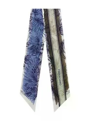 FERRAGAMO Printed Silk Scarf - Blue