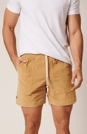 LEISURE LAB Patch Pocket Corduroy Shorts Camel