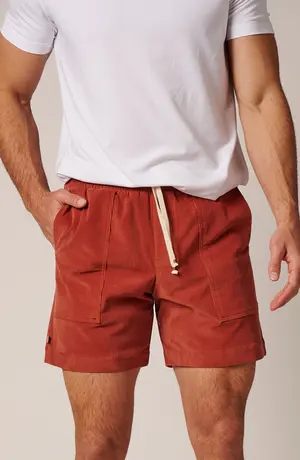 LEISURE LAB Patch Pocket Corduroy Shorts Copper