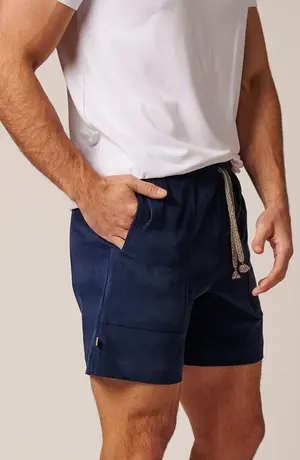 LEISURE LAB Patch Pocket Corduroy Shorts - Indigo