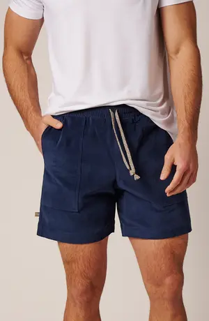 LEISURE LAB Patch Pocket Corduroy Shorts - Indigo