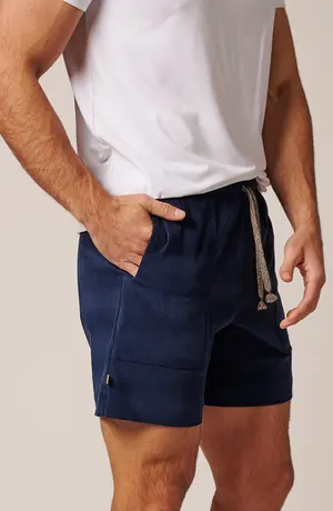 LEISURE LAB Patch Pocket Corduroy Shorts - Indigo