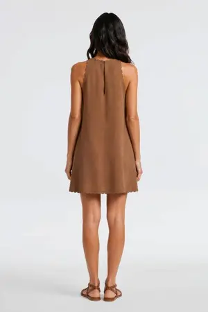 MONLICIA Calia Linen Blend Sleeveless Fit & Flare Mini Dress - Brown