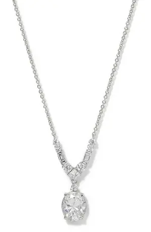 Nadri Delphine Cubic Zirconia Frontal Necklace - Rhodium