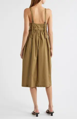 Steve Madden Juno Halter Neck Cotton Dress - Deep Olive