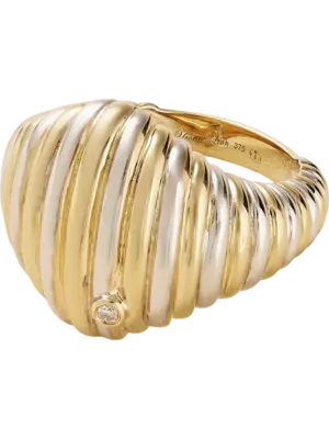 Yvonne Léon Chevalière Berlingot 9-karat Yellow And White Diamond Signet Ring - Gold