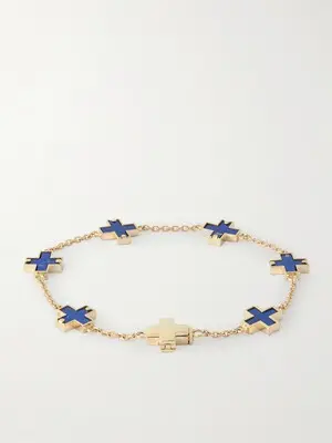 Luis Morais 14-karat Lapis Lazuli Cross Bracelet