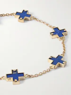 Luis Morais 14-karat Lapis Lazuli Cross Bracelet