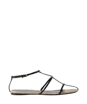 Khaite Cage Leather Sandals - Black