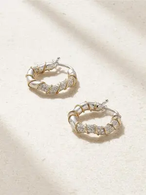Yvonne Léon 18-karat White And Yellow Diamond Hoop Earrings - Gold