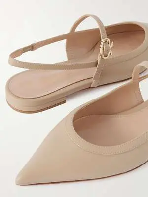 GIANVITO ROSSI Leather Point-toe Slingback Flats