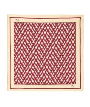Valentino Garavani Toute La V Printed Silk-twill Scarf - Red