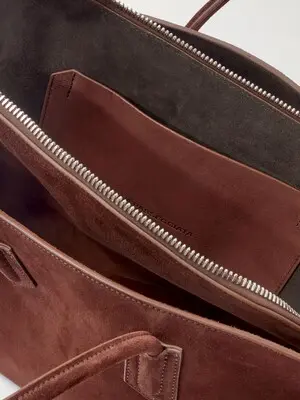Attico La Passeggiata Medium Asymmetric Suede Tote - Brown