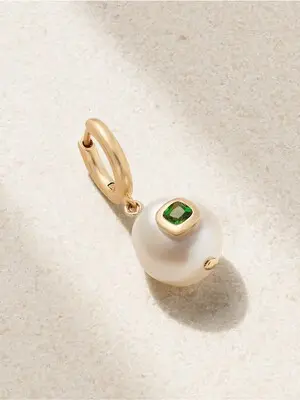 Pascale Monvoisin Eddie 9-karat Pearl, And Diopside Single Hoop Earring - Gold