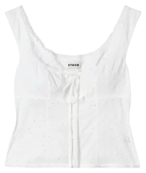 Staud Lace-trimmed Broderie Anglaise Cotton Tank - White