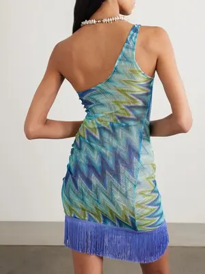 Missoni One-shoulder Fringed Tulle Mini Dress
