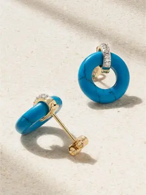 Mateo 14-karat Gold Turquoise And Diamond Earrings