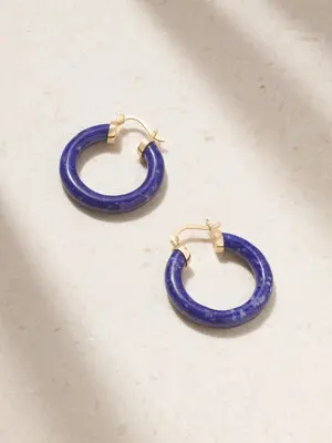 Mateo 14-karat Gold And Lapis Lazuli Hoop Earrings - Blue