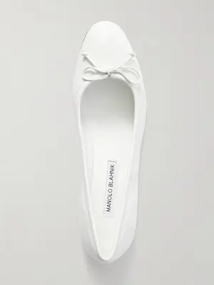 Manolo Blahnik Veralli Leather Ballet Flats - White