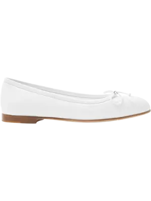 Manolo Blahnik Veralli Leather Ballet Flats - White