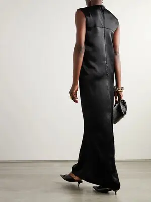 Balenciaga Frayed Satin Maxi Dress