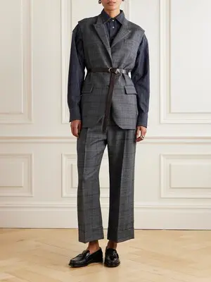 Brunello Cucinelli Prince Of Wales Checked Wool Vest - Gray