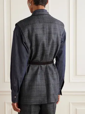 Brunello Cucinelli Prince Of Wales Checked Wool Vest - Gray