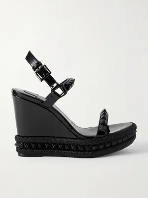 CHRISTIAN LOUBOUTIN Pyraclou 110 Studded Wedge Sandals - Black