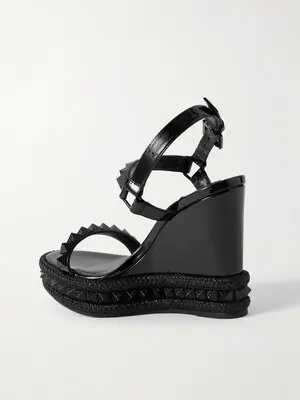 CHRISTIAN LOUBOUTIN Pyraclou 110 Studded Wedge Sandals - Black