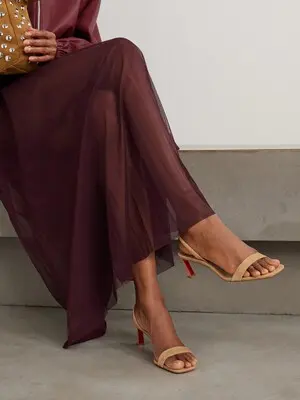 CHRISTIAN LOUBOUTIN O Condora 55 Suede Slingback Sandals - Neutrals