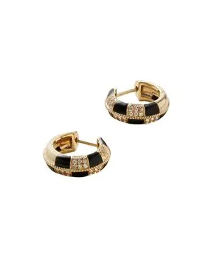 Yvonne Léon 9-karat Gold, Onyx And Diamond Hoop Earrings - Black