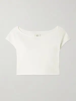 Loulou De Saison Polly Cropped Knitted T-shirt - Ivory