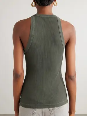 JAMES PERSE Ribbed Stretch-supima Cotton Tank - Green