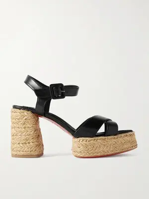CHRISTIAN LOUBOUTIN Calakala 85 Leather Espadrille Platform Sandals - Black