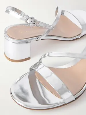 GIANVITO ROSSI Betsey 45 Metallic Leather Sandals - Silver