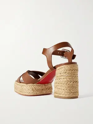CHRISTIAN LOUBOUTIN Calakala 85 Leather Espadrille Platform Sandals - Brown