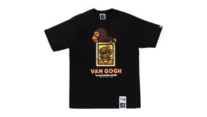 A BATHING APE X Van Gogh Museum Baby Milo Tee Shirt - Black