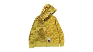 A BATHING APE X Van Gogh Museum Shark Full Zip Hoodie - Yellow
