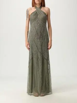 Ralph Lauren Beaded Halter Gown - Olive