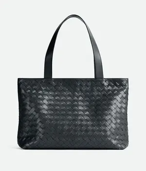 BOTTEGA  VENETA Small Intrecciato Leather Zipped Tote - Ardoise