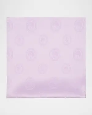 Stefano Ricci Tonal Jacquard Logo Silk Pocket Square - Pink