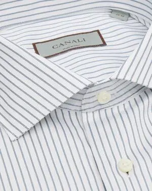 Canali Apos;s Cotton Narrow Stripe Dress Shirt - Grey