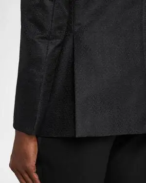 Giorgio Armani Apos;s Honeycomb Satin Peak Lapel Dinner Jacket - Black