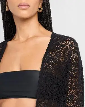 NILI LOTAN Stacy Lacey Open Cardigan - Black