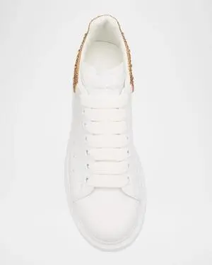 Alexander McQueen Snakeskin-print Leather Oversized Sneakers - White Rose