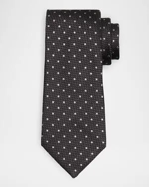 TOM FORD Contrast Dot Silk Neck Tie - Grey